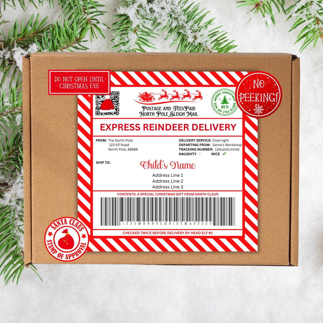 Personalized Santa Mail Label | Editable North Pole Mail Template - Etsy