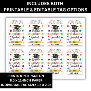 Kindergarten Graduation Gift Tags, Graduation Party Favors, Student ...