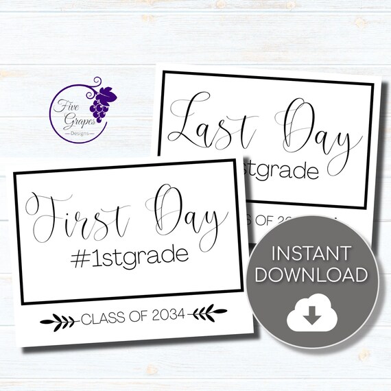 First Day 1st Grade Sign First Day First Grade Sign Last Day Etsy