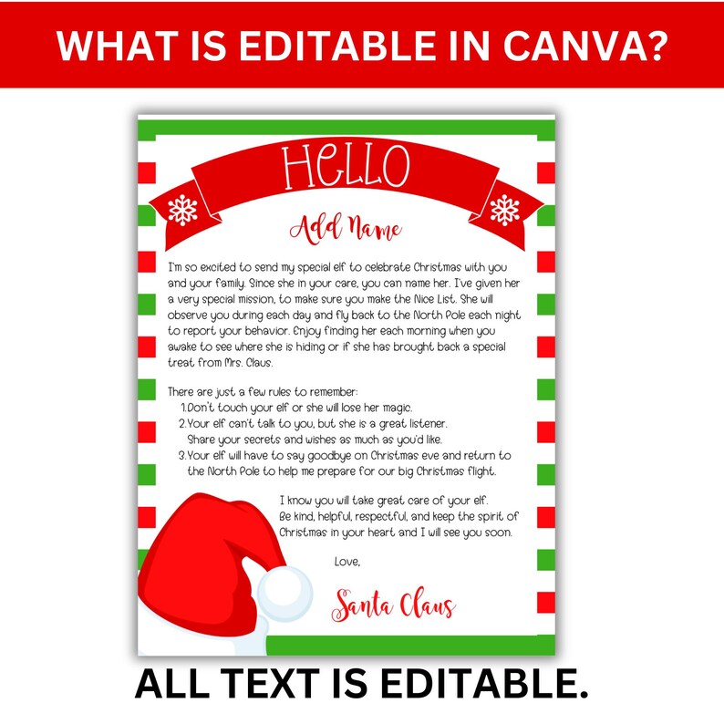 Editable Elf Arrival Letter Set: Personalized Welcome Letter (canva ...