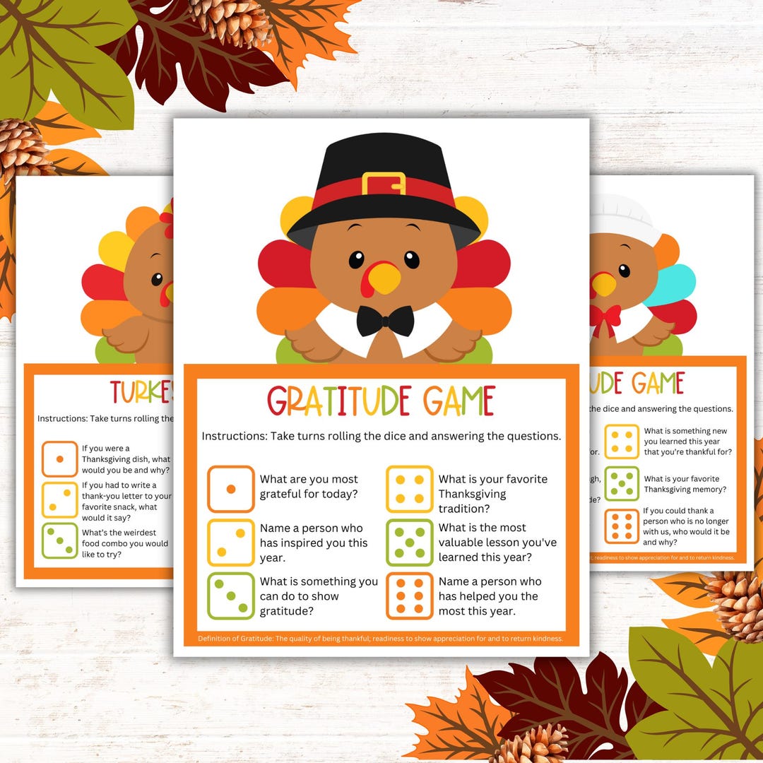 Thanksgiving Gratitude Game - Fun, Printable Family Dice Game - Instant ...