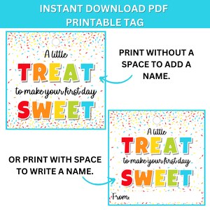 First Day of School Gift Tag | "it's Going to Be a Sweet School Year ...