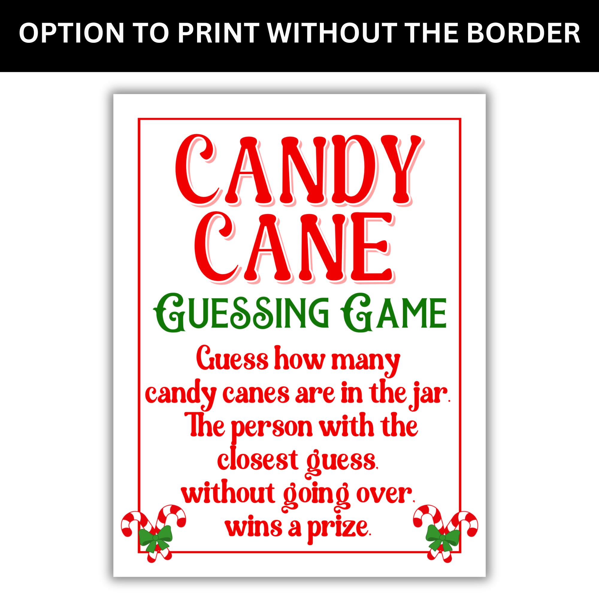 Candy Cane Guessing Game Printable | Christmas Party Game - Etsy