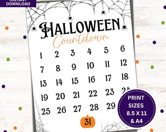 Printable Halloween Countdown Calendar - Etsy