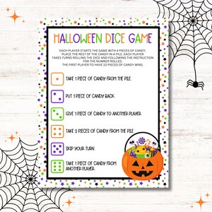 Halloween Candy Dice Game Printable | Fun Halloween Party Game ...