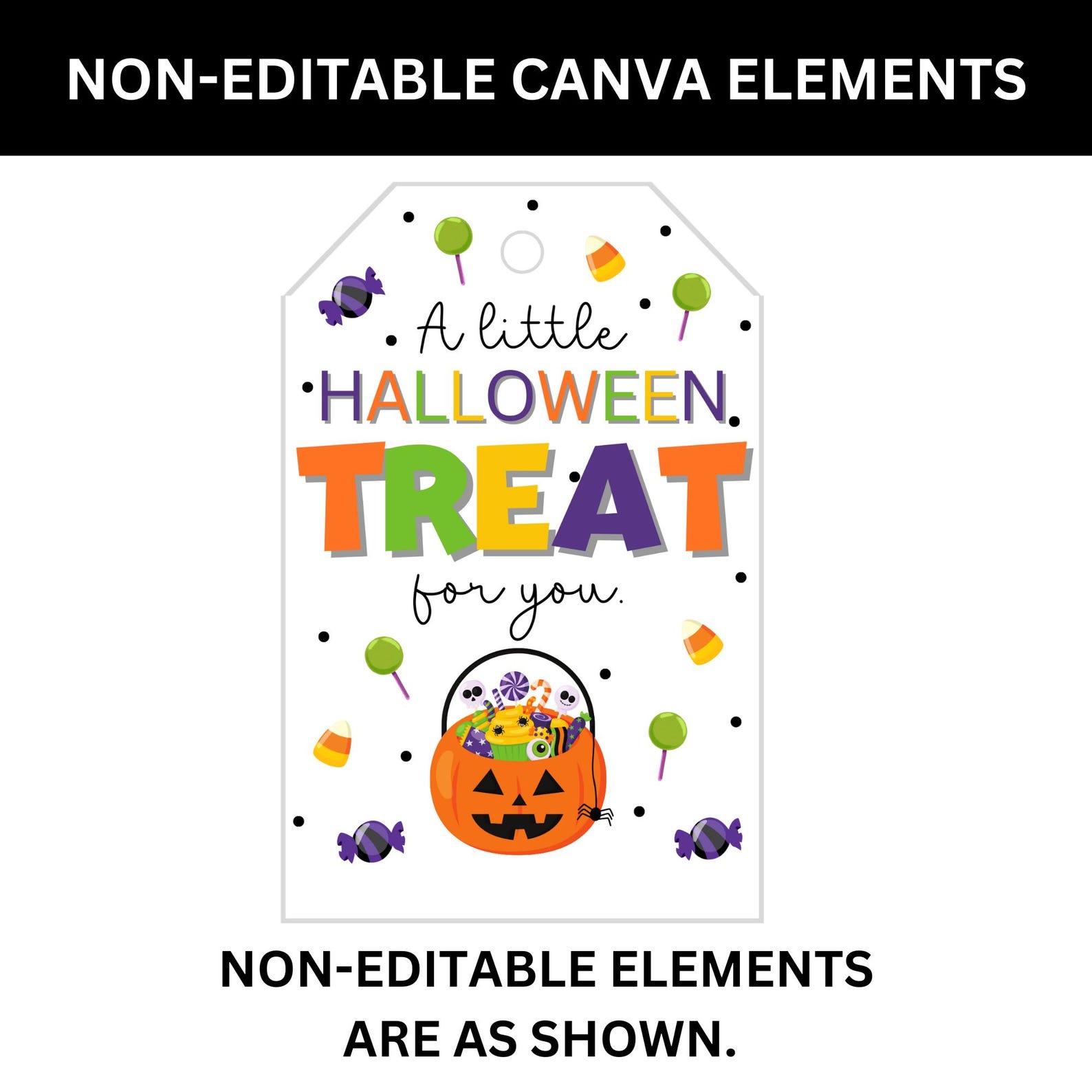 Editable Halloween Treat Tag: Printable Gift Tags (PDF & Canva) - Etsy