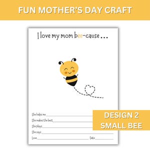 Mother's Day Handprint Craft: I Love Mom Bee Keepsake (instant Download ...