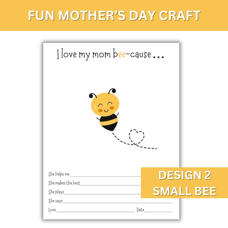 Mother's Day Handprint Craft: I Love Mom Bee Keepsake (instant Download ...