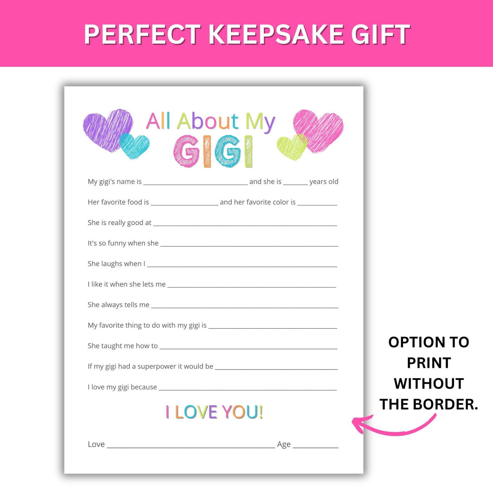 All About My Gigi Printable: Mother's Day Card (instant Download) - Etsy