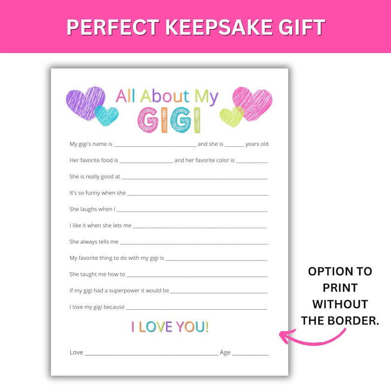 All About My Gigi Printable: Mother's Day Card (instant Download) - Etsy