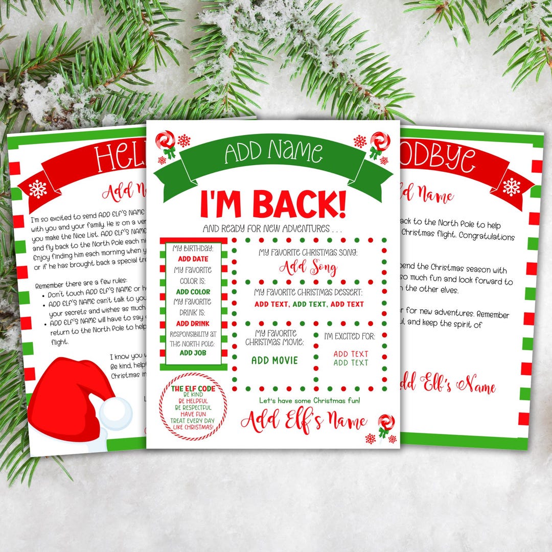 Editable Elf Arrival and Goodbye Letter Set | Personalized Returning ...
