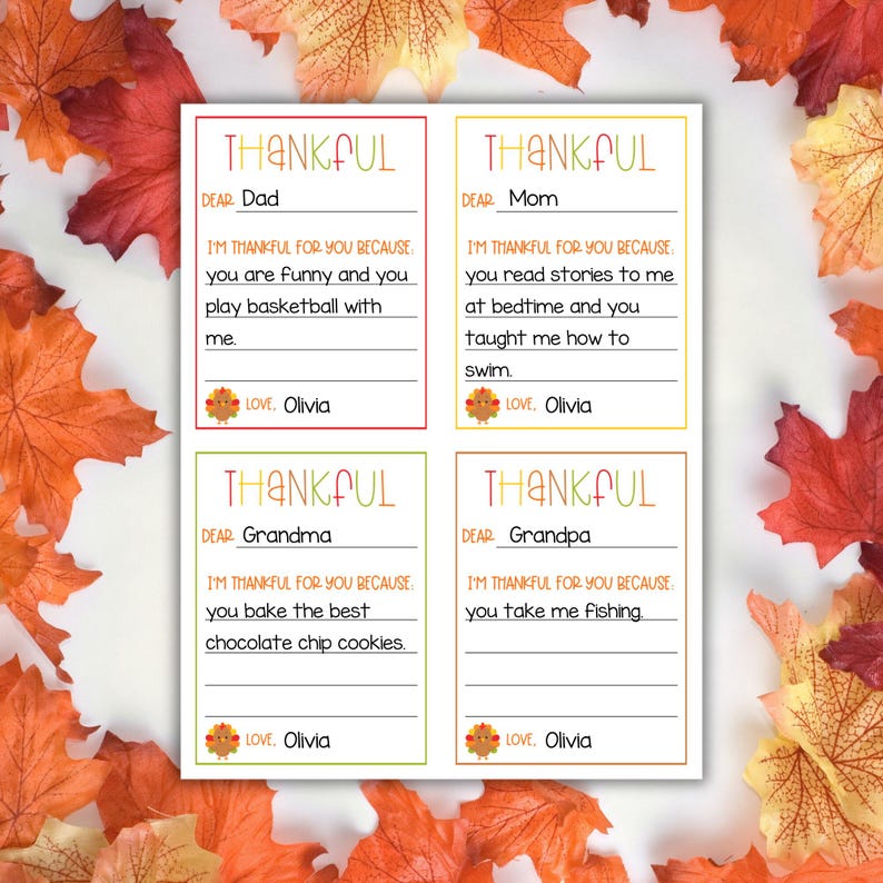 Thanksgiving Gratitude Cards: Printable Thankful Cards (instant ...