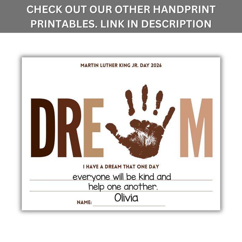 Martin Luther King Jr Day Handprint Craft, MLK Classroom Activity - Etsy