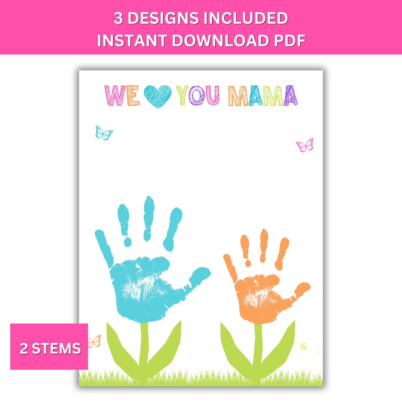 Mother's Day Handprint, Gift for Mom I Love You Mama Printable, Instant ...