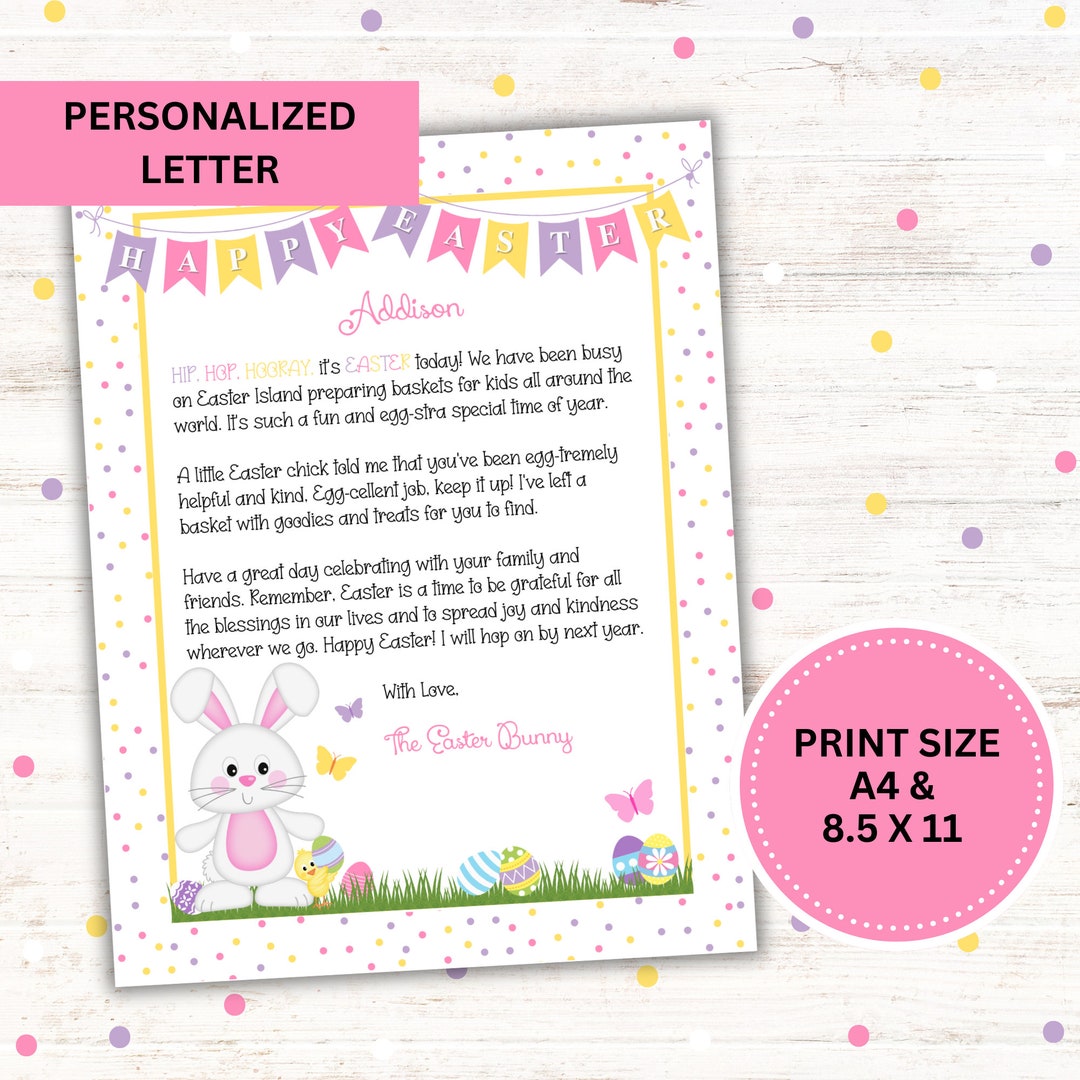 Easter Bunny Letter Personalized, Easter Bunny Mail, Custom Kids Letter ...