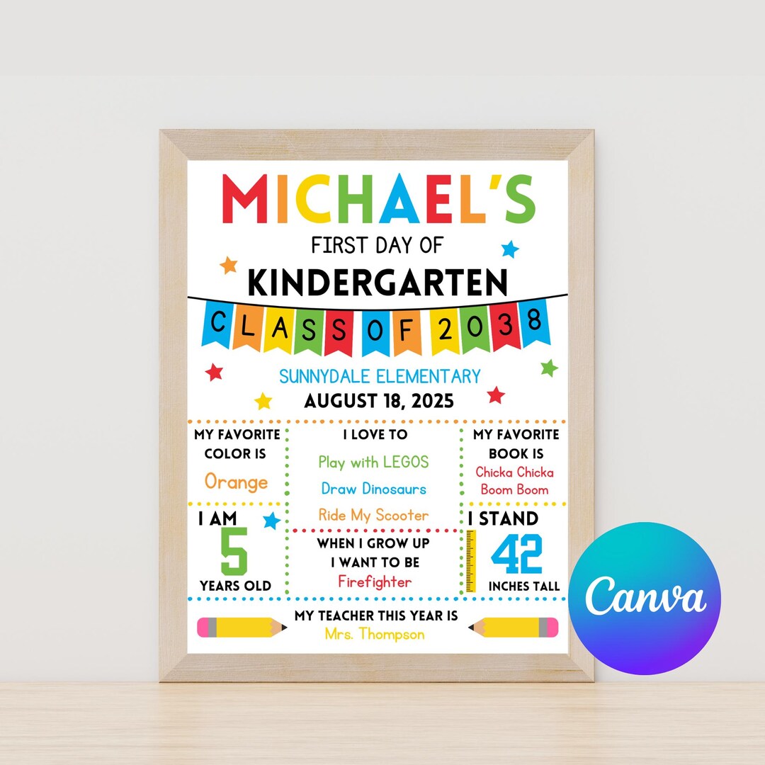 Editable School Sign Template: First & Last Day Photo Prop (canva ...