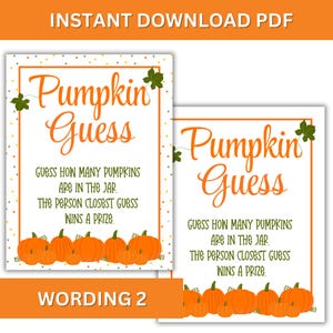 Pumpkin Guessing Game Printable Sign & Guess Slips - Halloween Party - Etsy