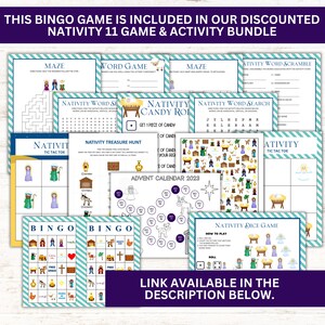 Nativity Bingo Game Printable 36 Unique Cards Sunday School, Christmas ...