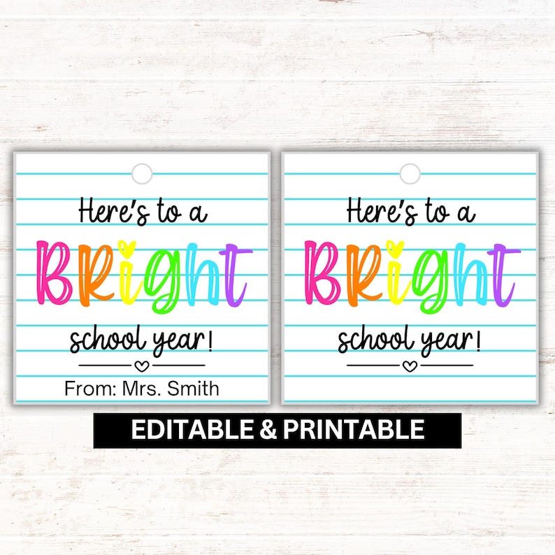 Back to School Gift Tag: Editable Teacher Appreciation Tag (PDF & Canva ...