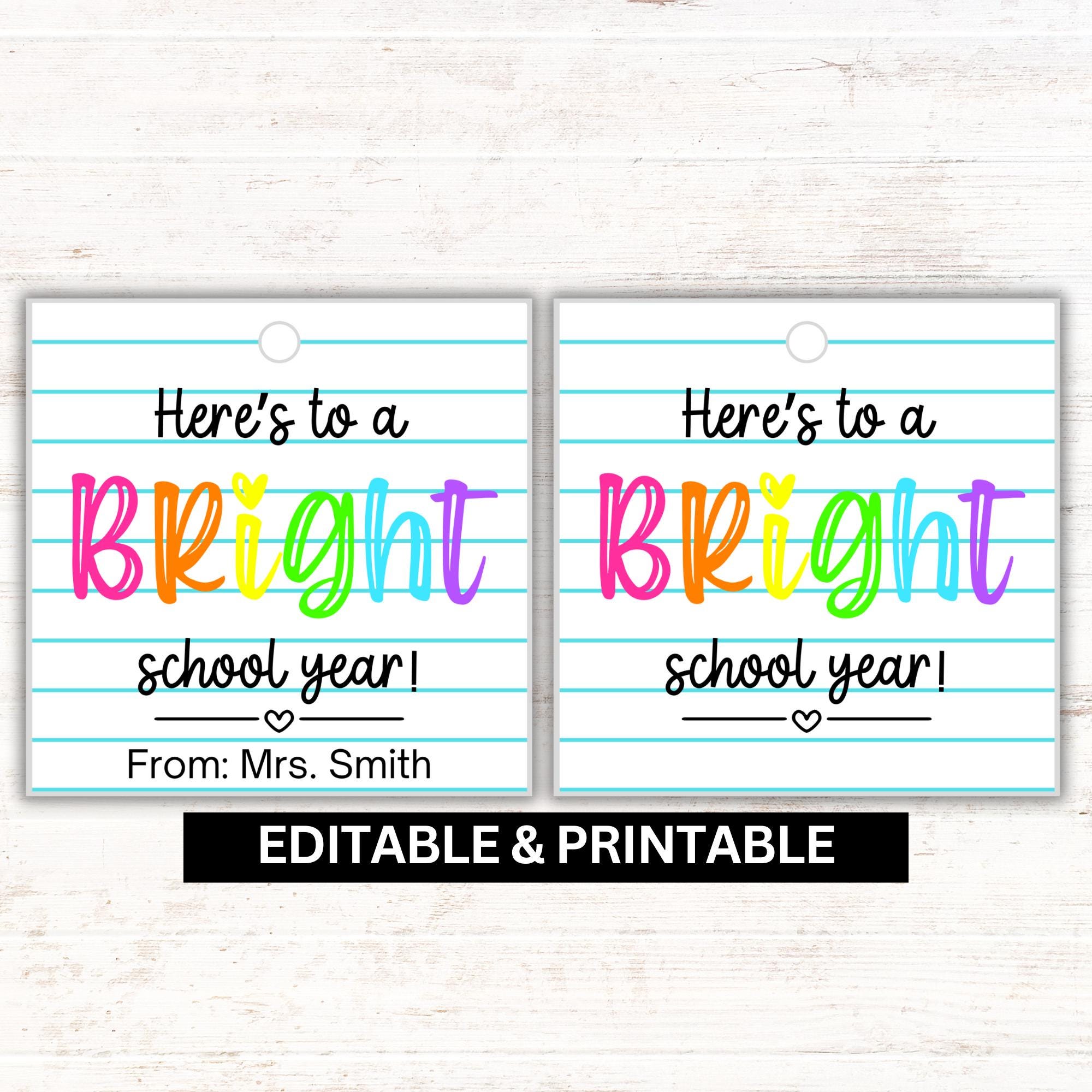Back to School Gift Tag: Editable Teacher Appreciation Tag (PDF & Canva ...