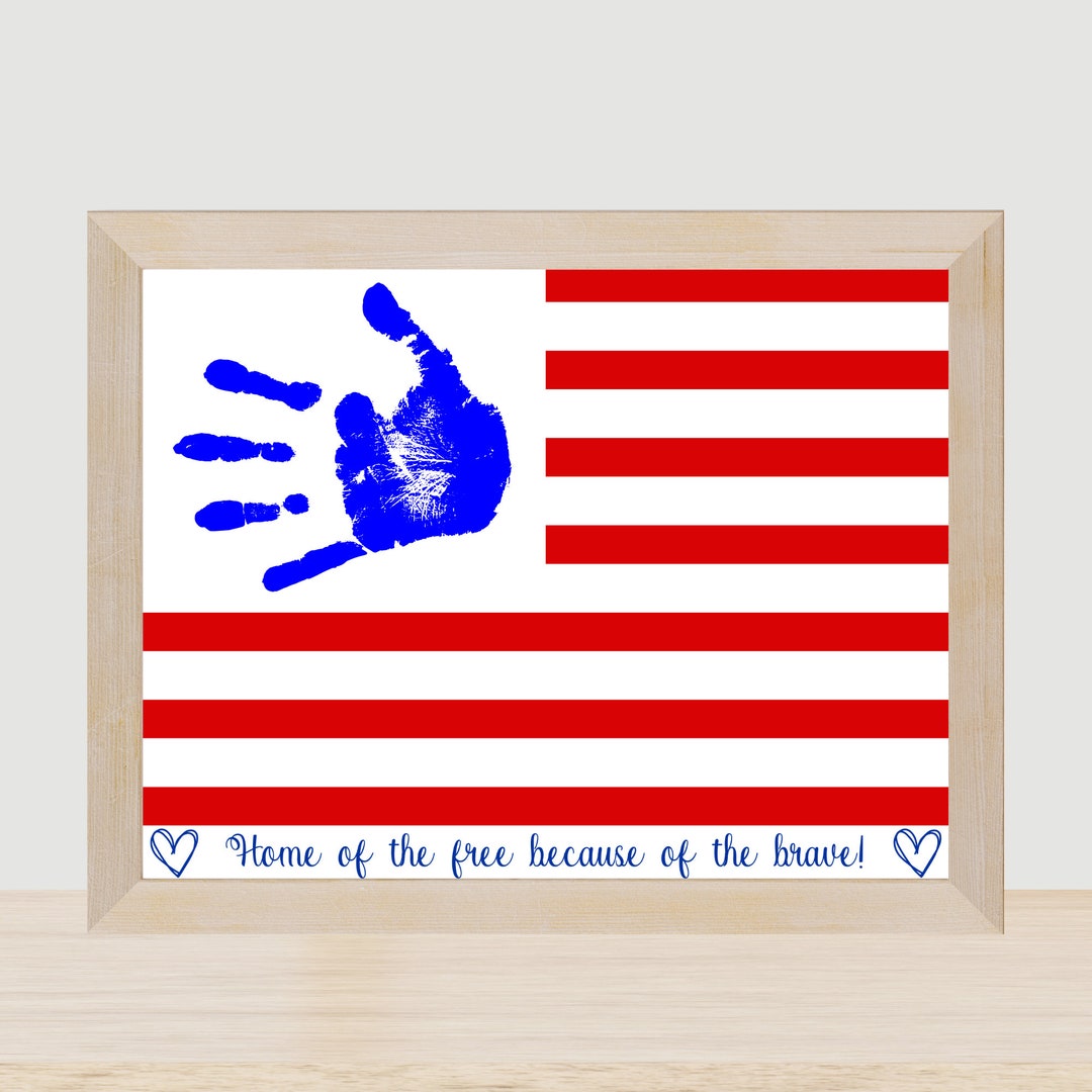 USA Flag Handprint Printable | Land of the Free Because of the Brave ...