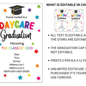 Editable Daycare Graduation Invitation, Daycare Printables, Daycare ...