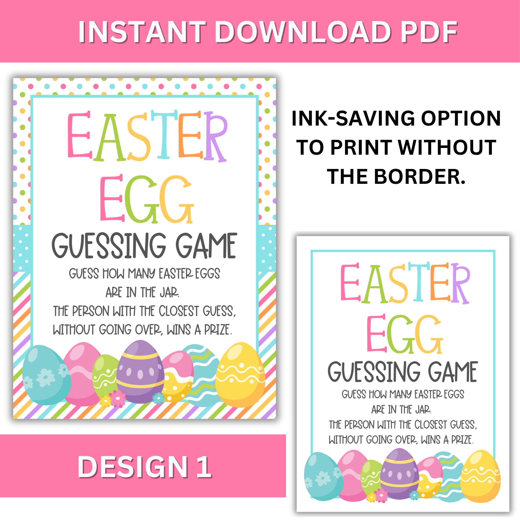 Easter Egg Guessing Game: Printable Party Activity (instant Download ...