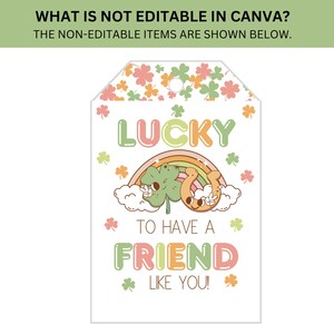 Printable St. Patrick's Day Gift Tag Editable 'lucky to Have A Friend ...