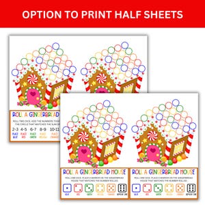 Roll a Gingerbread House Printable, Christmas Party Game, Holiday ...