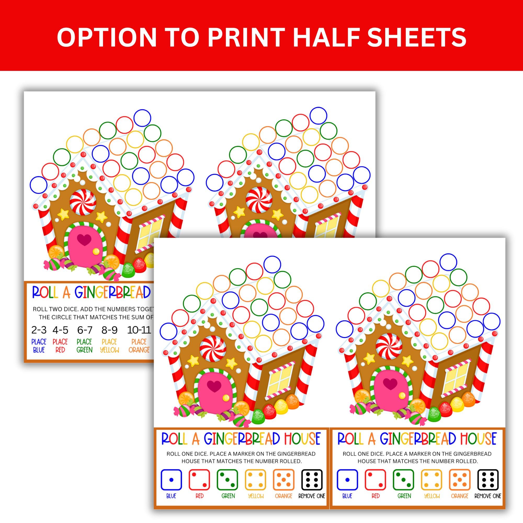 Roll a Gingerbread House Printable, Christmas Party Game, Holiday ...