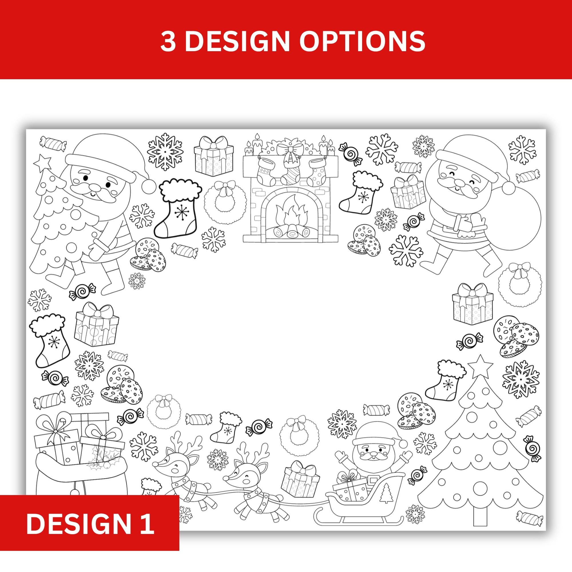 Christmas Placemats Printable and Editable, Christmas Coloring Pages ...