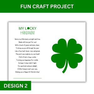 St. Patrick's Day Handprint Craft for Kids, Four-leaf Clover Poem, Fun ...
