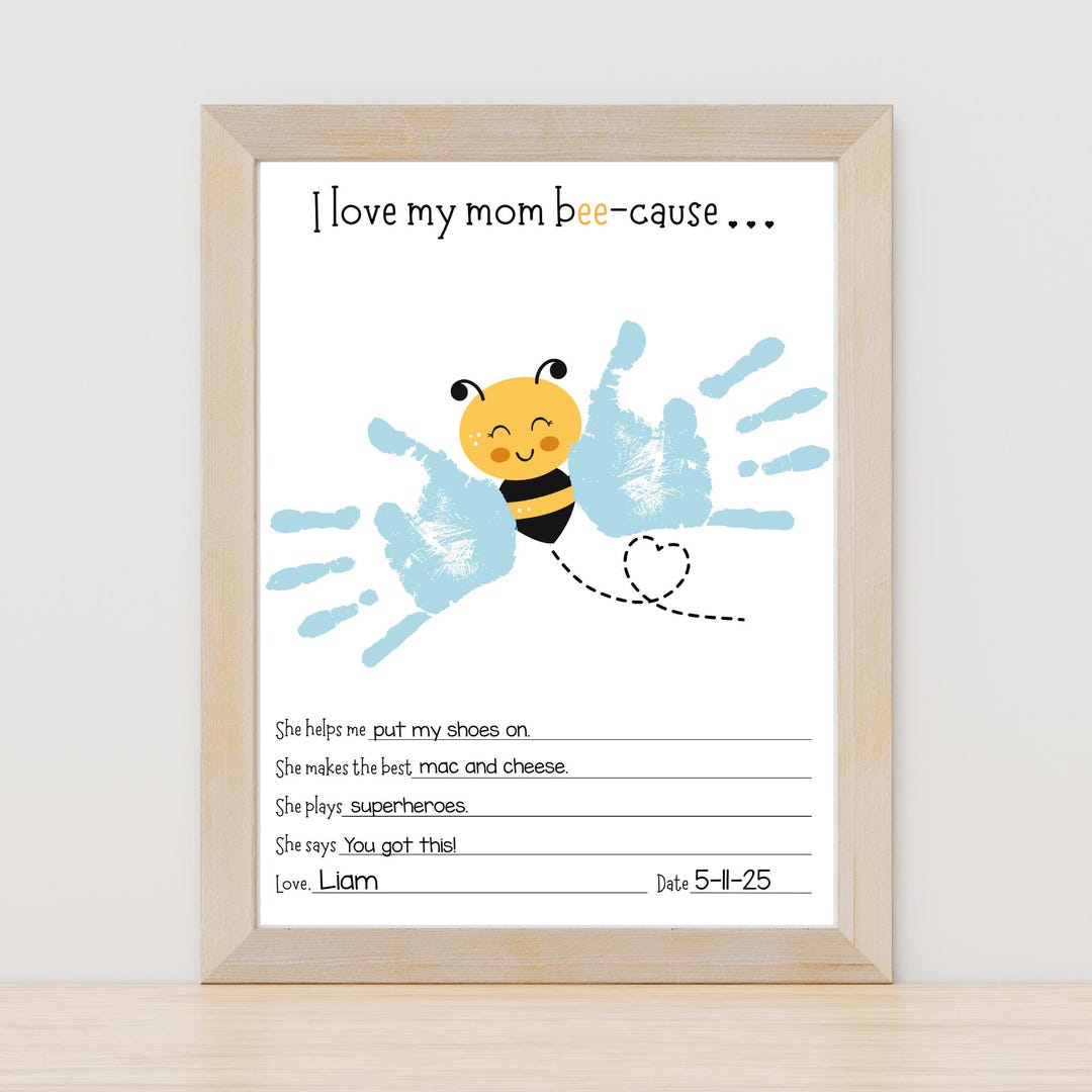 Mother's Day Handprint Craft: I Love Mom Bee Keepsake (instant Download ...