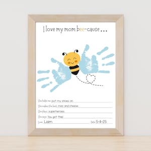 Mother's Day Handprint Craft: I Love Mom Bee Keepsake (instant Download ...