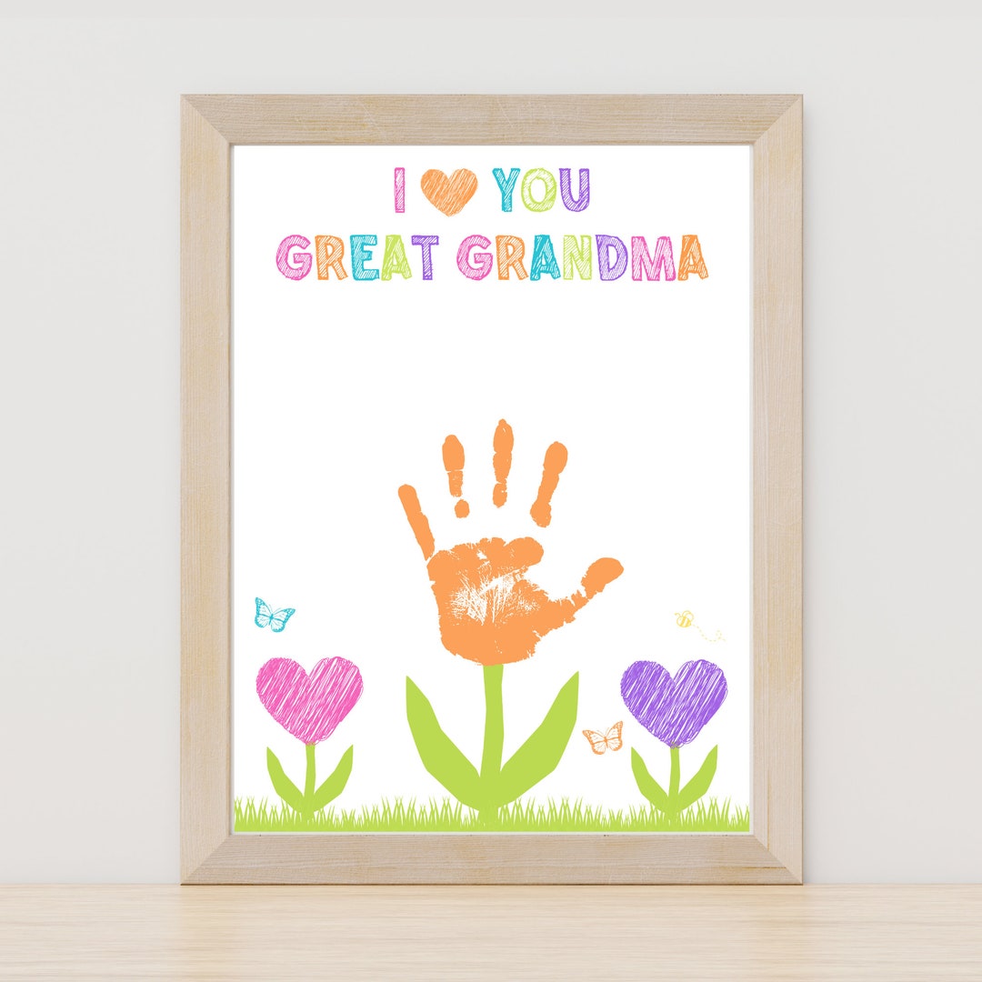 Mother's Day Flower Handprint Craft, Gift for Grandma, Kids Handprint ...