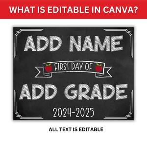 Editable Chalkboard School Sign | First & Last Day of School | Canva ...