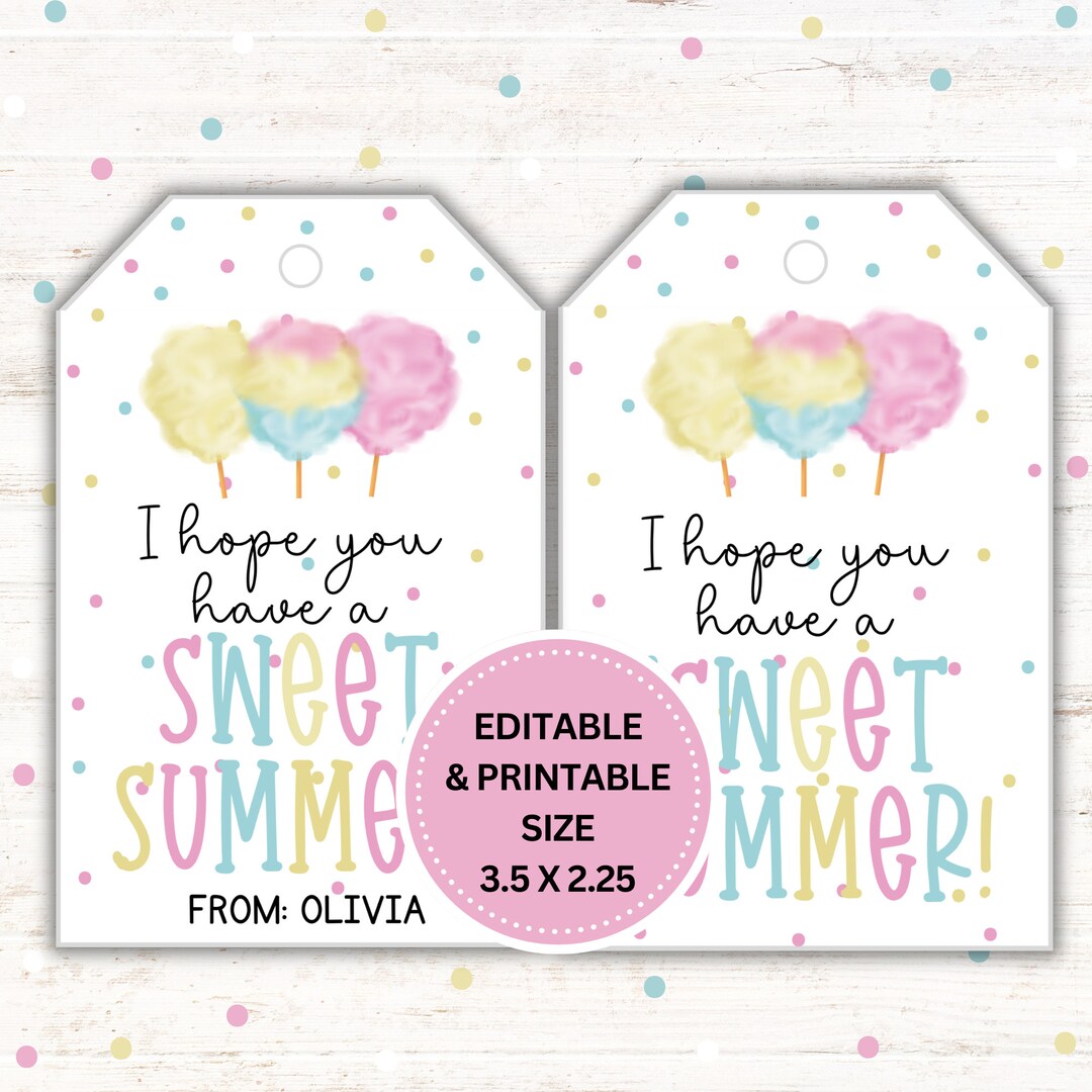 Sweet Summer Gift Tags Printable and Editable Last Day of School ...