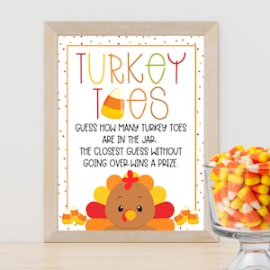 Turkey Toes Guessing Game Printable, Thanksgiving Party Game, Fall ...
