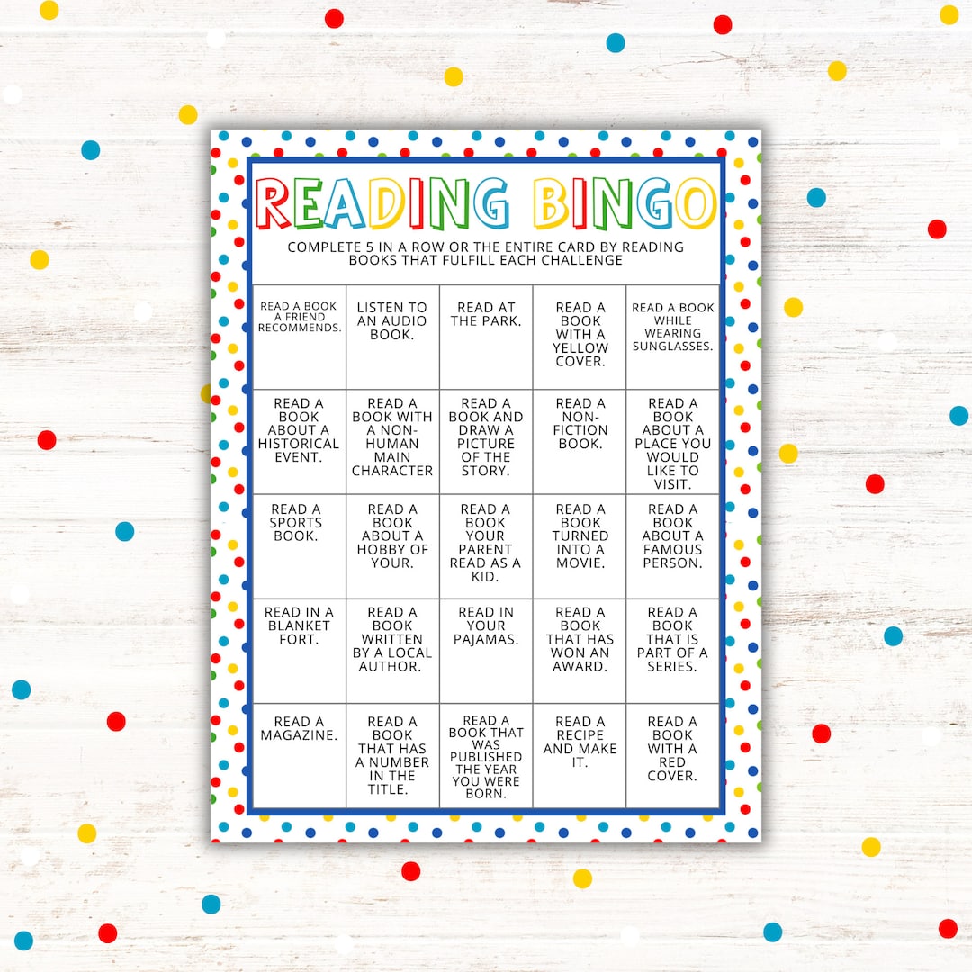 Reading Bingo Printable | Fun Reading Challenge for Kids | Instant ...