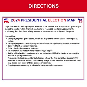 2024 Presidential Election Printable, Election Night Game, Electoral ...