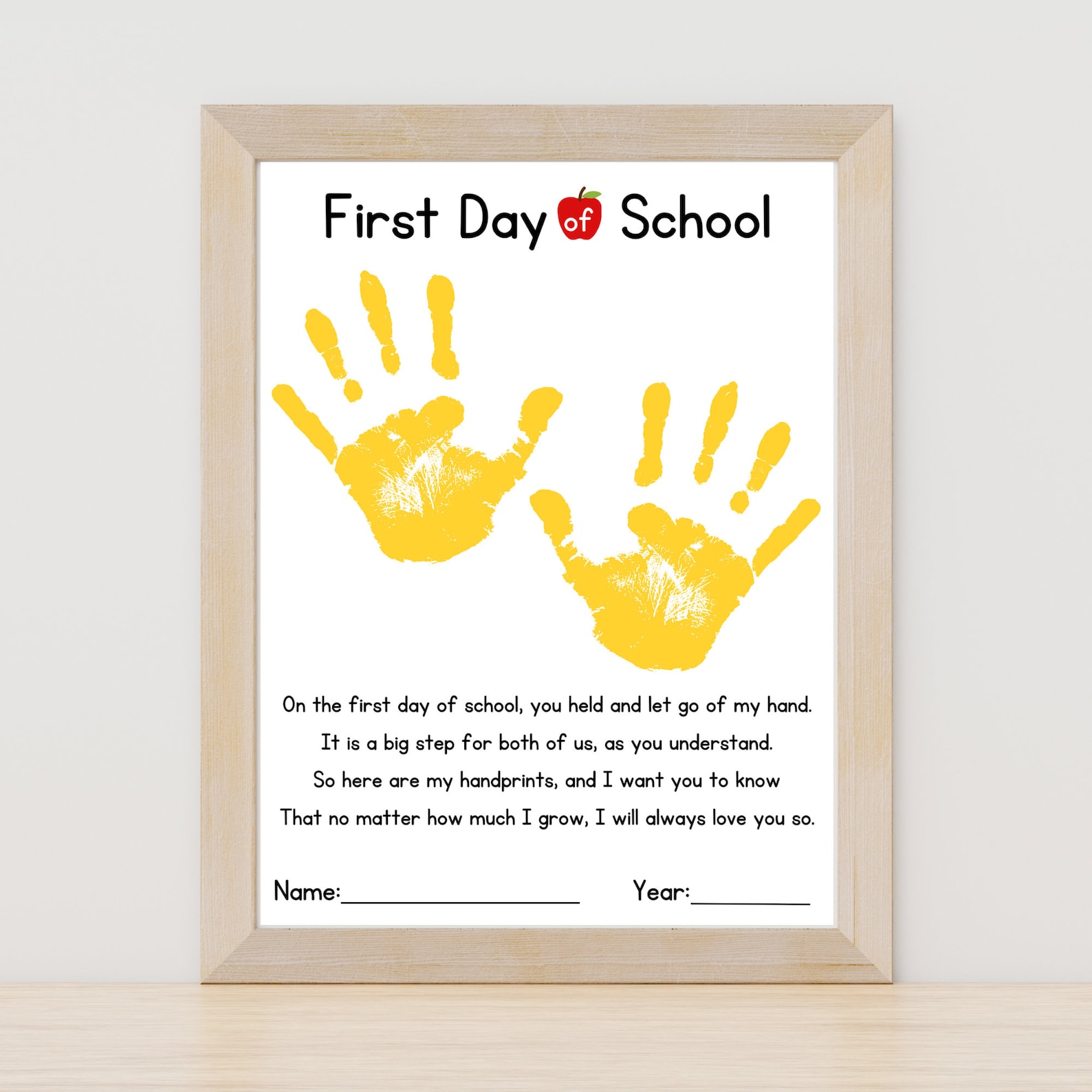 First Day of School Handprint Art: Keepsake Poem Printable (PDF ...