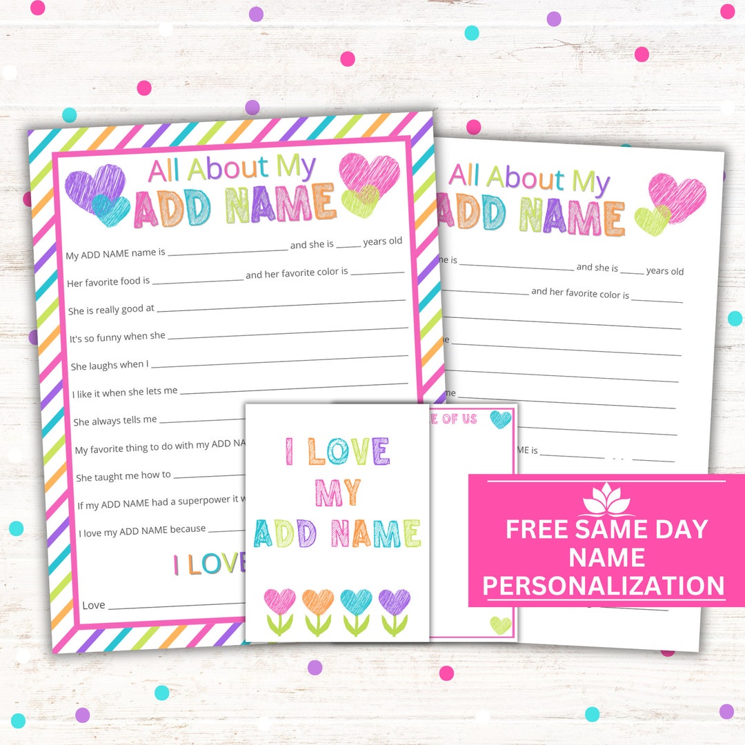 Personalized Mother's Day Questionnaire: Printable Gift for Mom (PDF ...