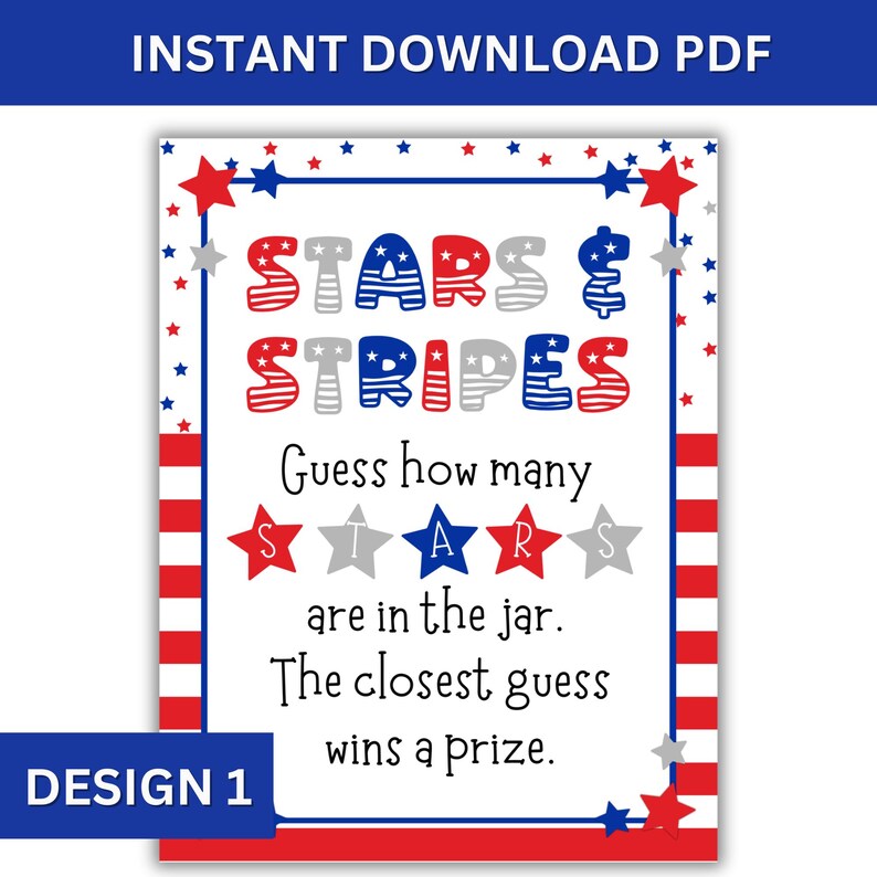 Patriotic Party Guessing Game, 4th of July Printable, Instant Download ...