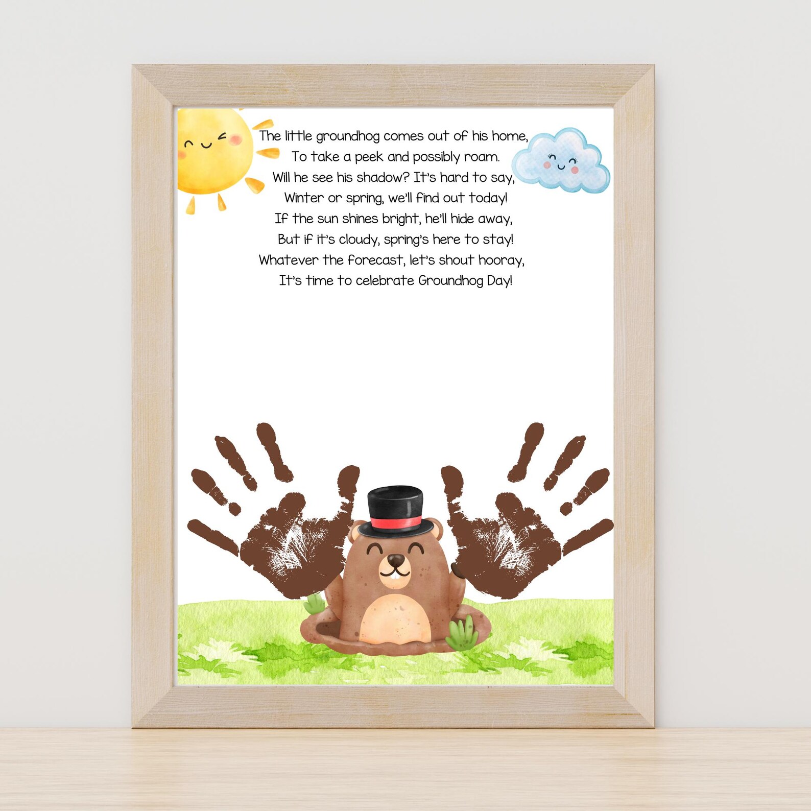 Groundhog Day Handprint Craft Printable | Punxsutawney Phil Activity ...
