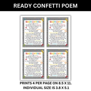 Ready Confetti Poem and Tag Printable, Back to School Gift (PDF) - Etsy