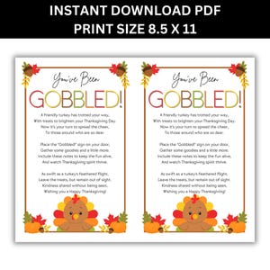Thanksgiving You've Been Gobbled Printable | Fall Kindness Activity ...