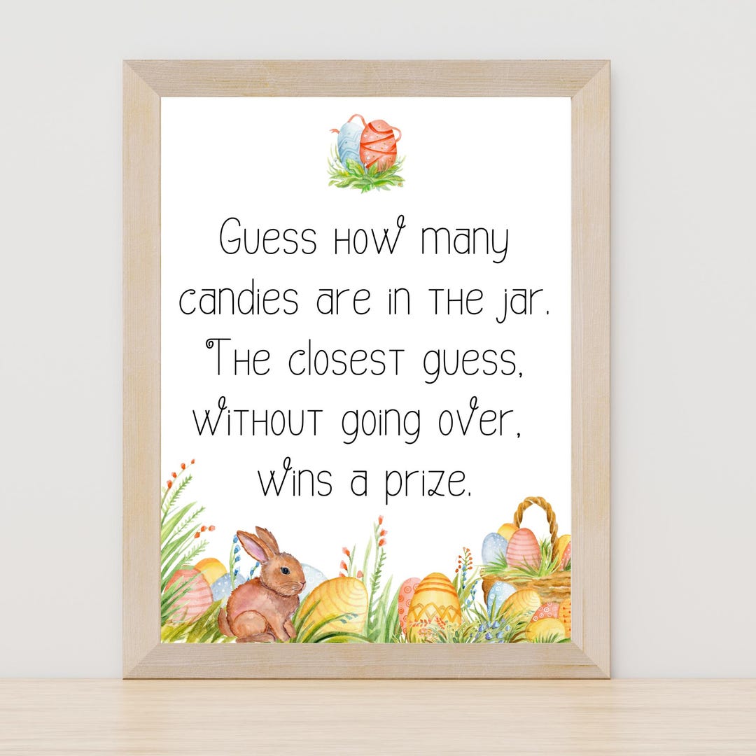 Easter Guessing Game: Candies in Jar, Easter Egg Hunt (instant Download ...