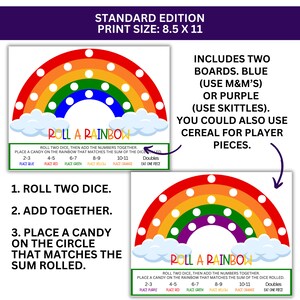 Printable Kid Games, Roll A Rainbow, Party, Family Game Night, Instant ...