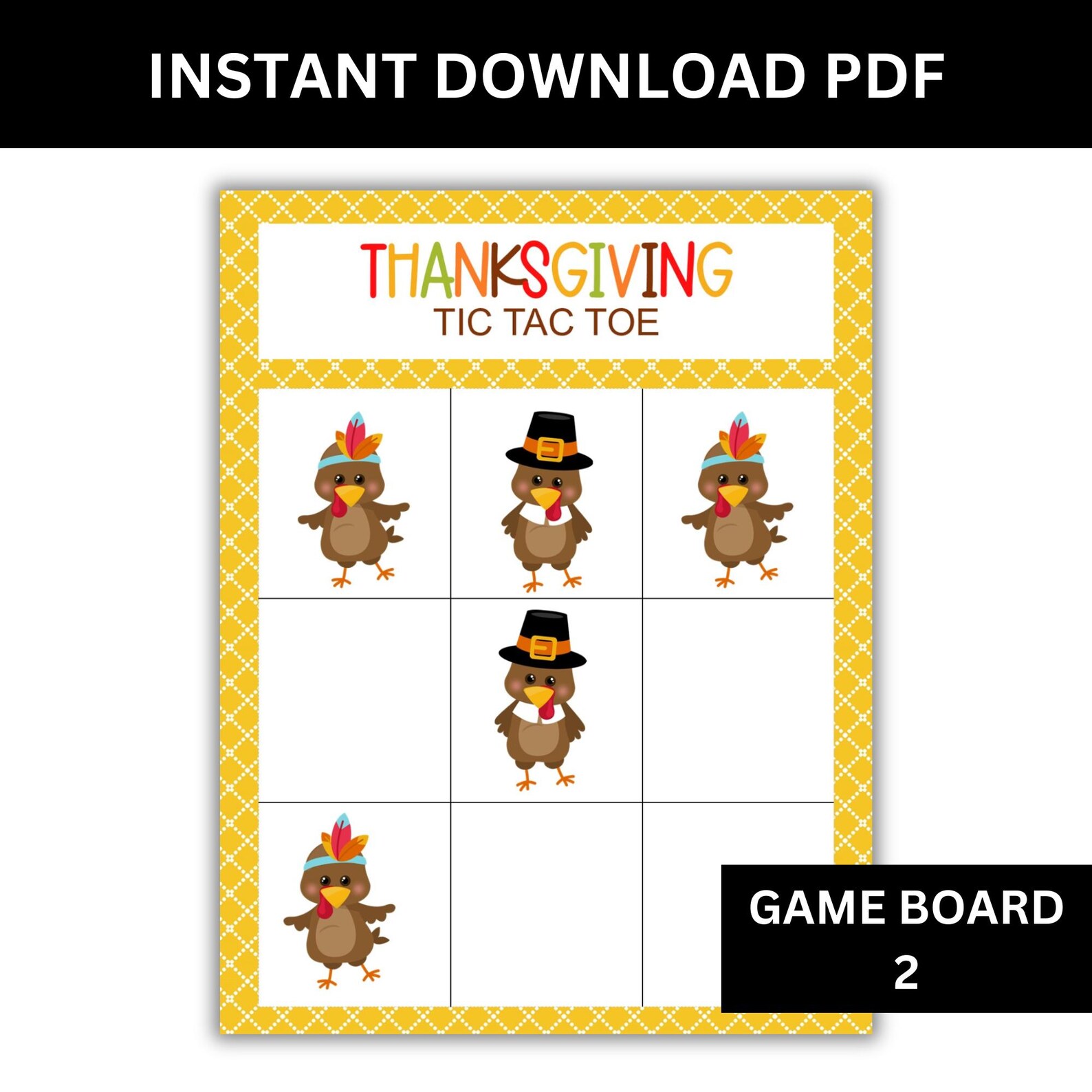 Thanksgiving Tic Tac Toe Printable Game - Instant Download PDF - Etsy
