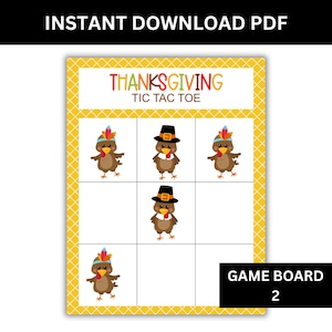 Thanksgiving Tic Tac Toe Printable Game - Instant Download PDF - Etsy